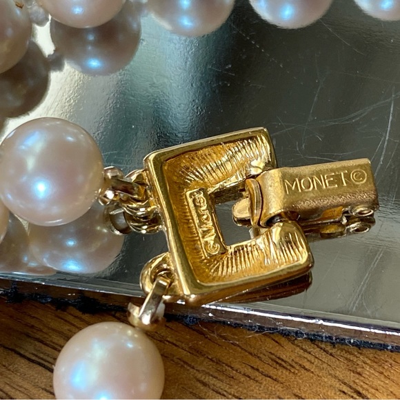 Monet | Jewelry | Vintage Monet Double Strand Faux Pearl Bracelet ...